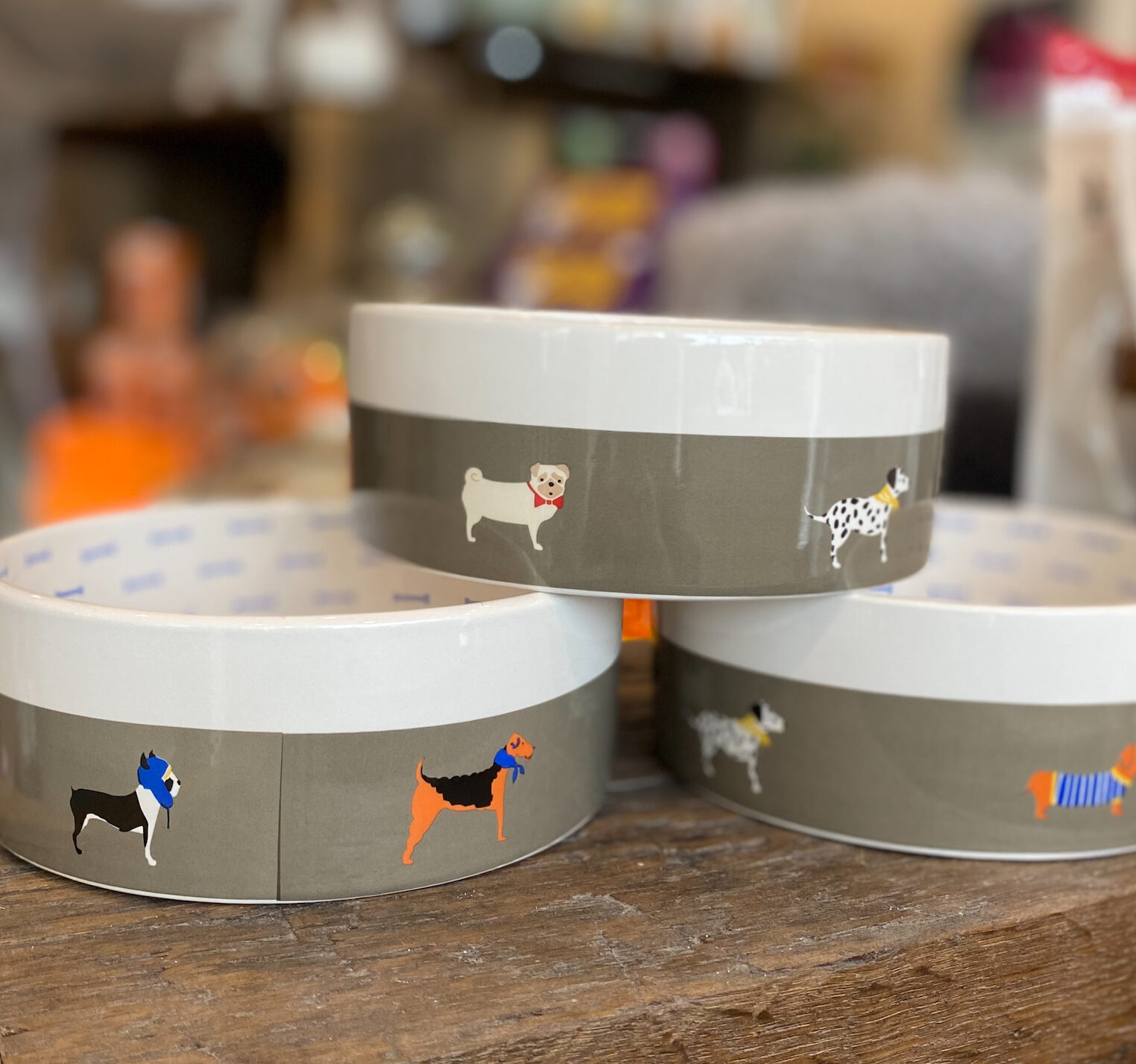 FatFace Marching Dogs Print Dog Bowl